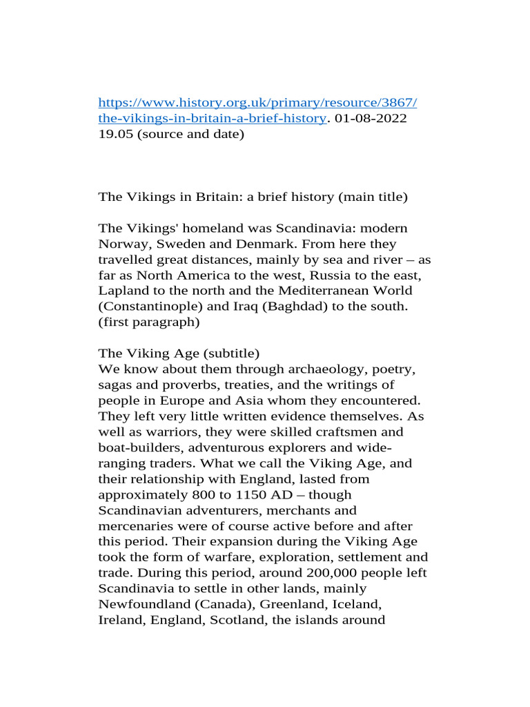1A-B Vikings Text Students | PDF | Vikings | Viking Age