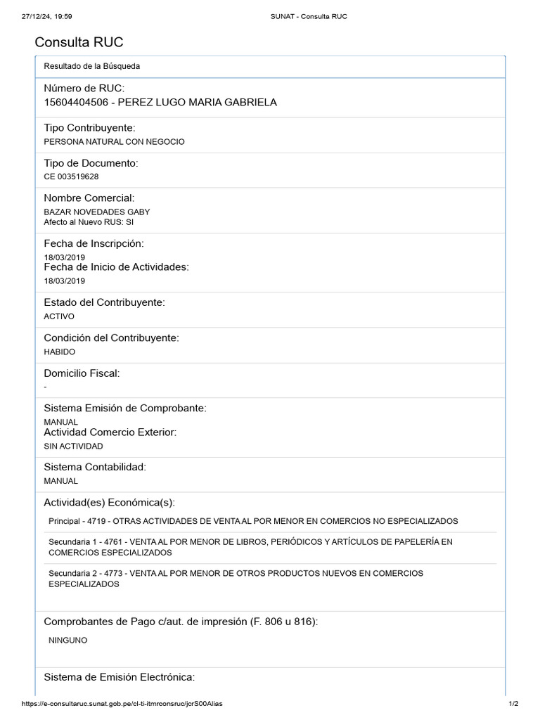 SUNAT - Consulta RUC ESTAFADORA | PDF