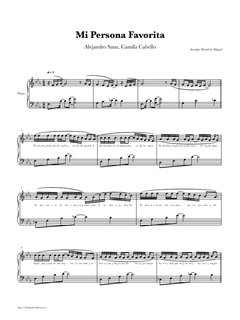 Partitura Piano MI PERSONA FAVORITA Alejandro Sanz Original | PDF