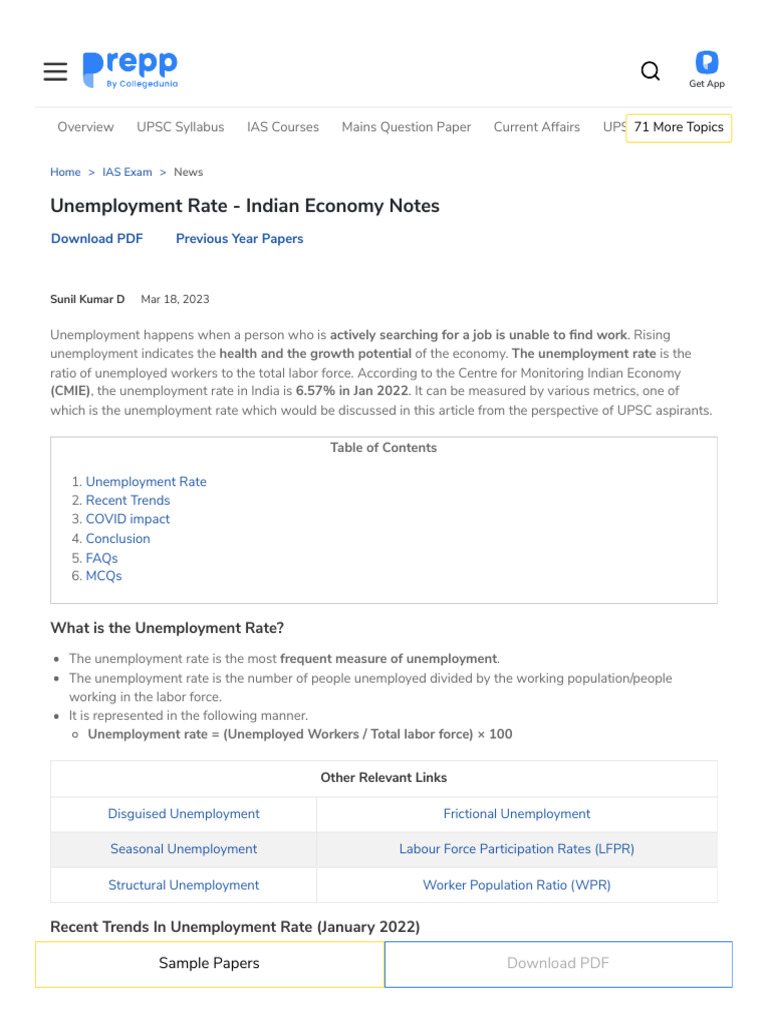 Understanding India's Unemployment Rate | PDF | Unemployment | Workforce