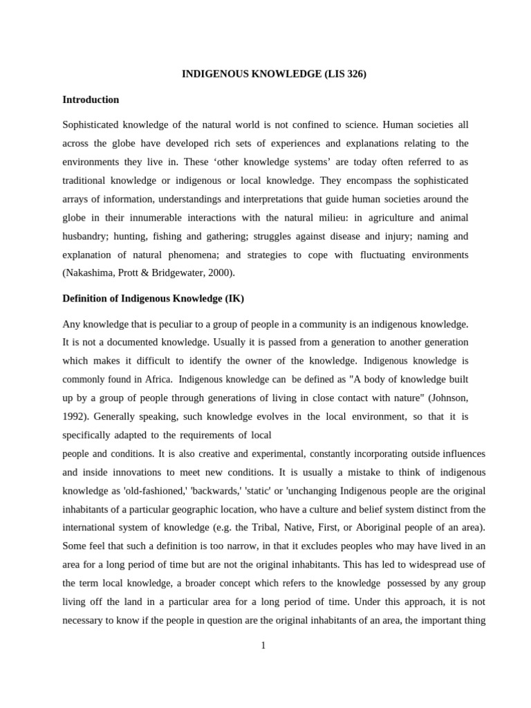 Understanding Indigenous Knowledge Systems | PDF | Knowledge | Traditional Knowledge