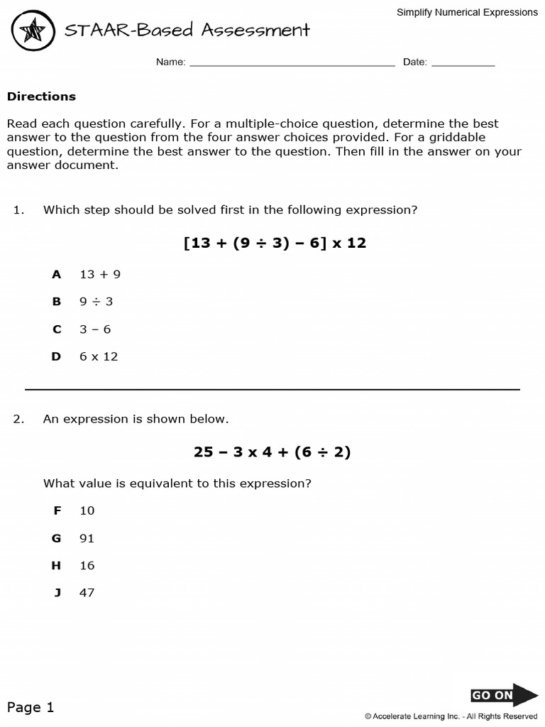 KOVIDH VISWANADHULA - Orders of Operation Star Based Assessment | PDF