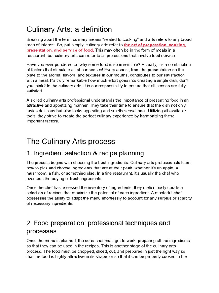 Introduction To Culinary Art | PDF | Cooking | Culinary Arts