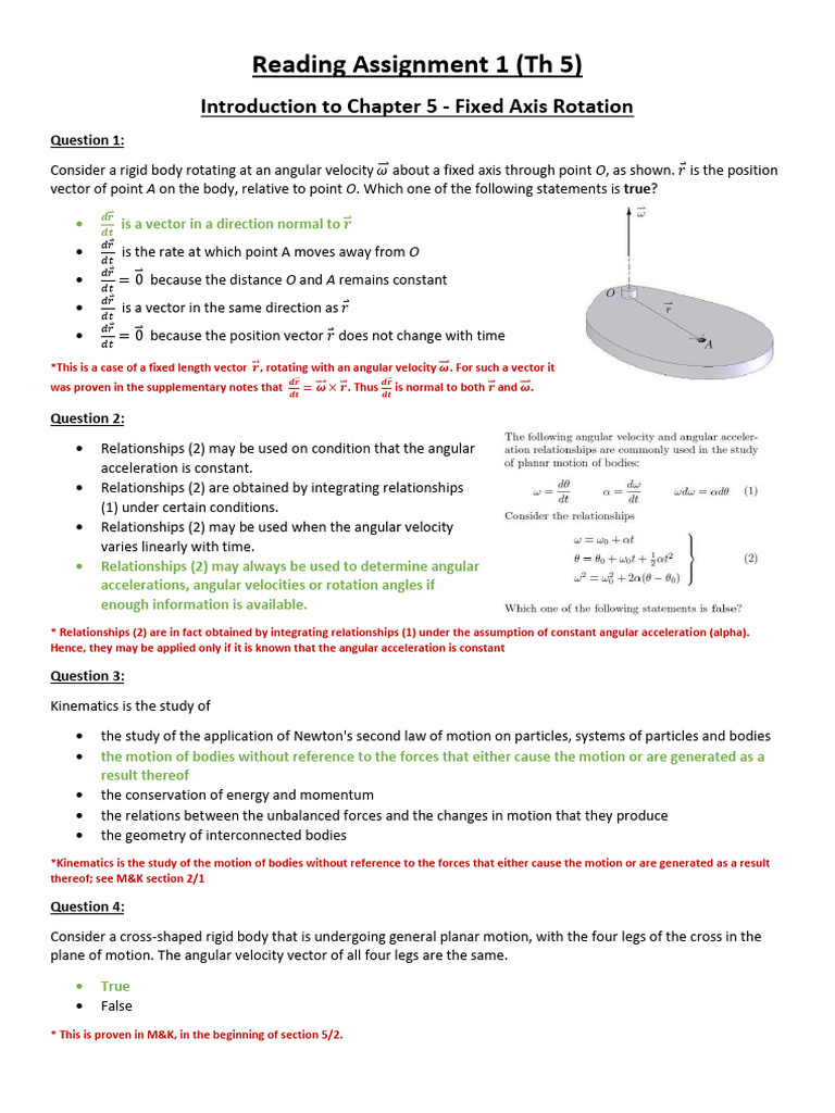 Reading Assignment Complete | PDF | Acceleration | Rotation