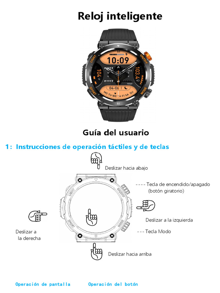 Instrucciones Reloj Inteligente en Español | PDF | Interfaces gráficas ...