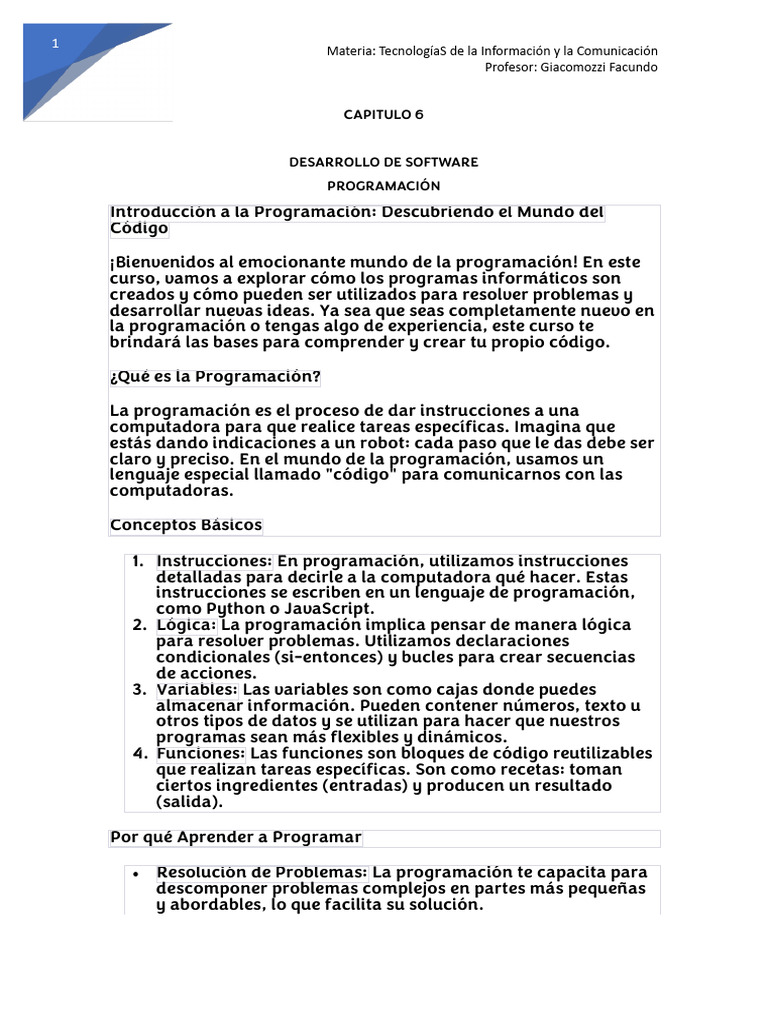 TEORIA PROGRAMACION FMG Developer | PDF | Scratch (lenguaje de programación) | Lenguaje de ...