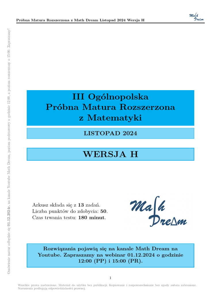 PR - H - Matura-próbna-rozszerzona-z-Math-Dream-Listopad-2024-wersja-skrócona (2) . | PDF