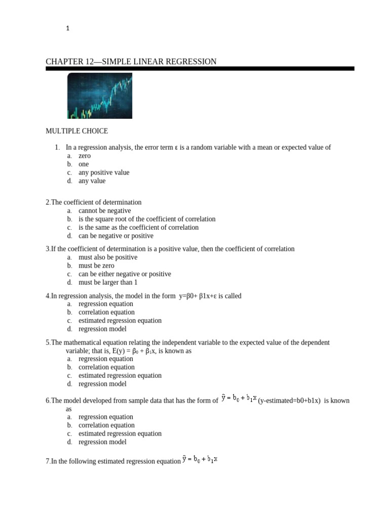 Chapter 12 Questions | PDF | Coefficient Of Determination | Errors And Residuals