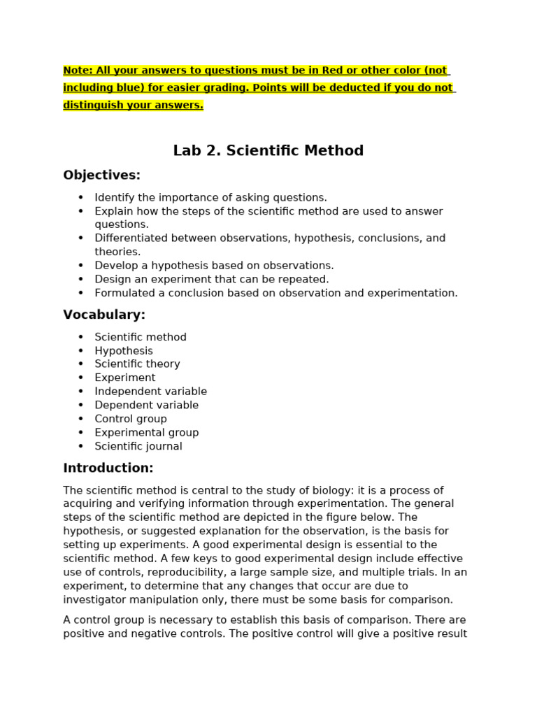 Understanding the Scientific Method Lab | PDF | Experiment | Scientific Method