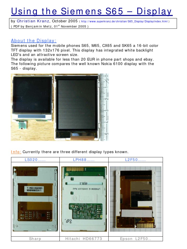 Using The Siemens S65 Display | PDF | Computer Hardware | Digital ...