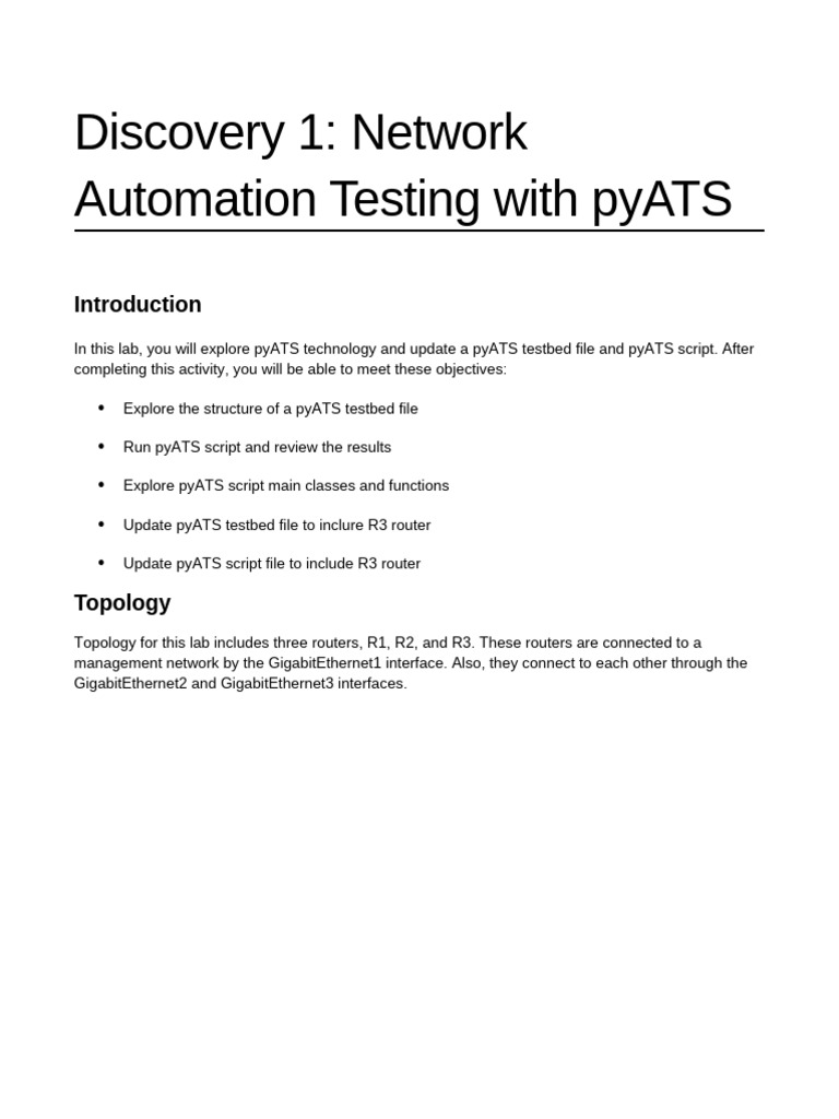 LAB 1-Network Automation Testing pyATS_62722 | PDF | Telecommunications ...