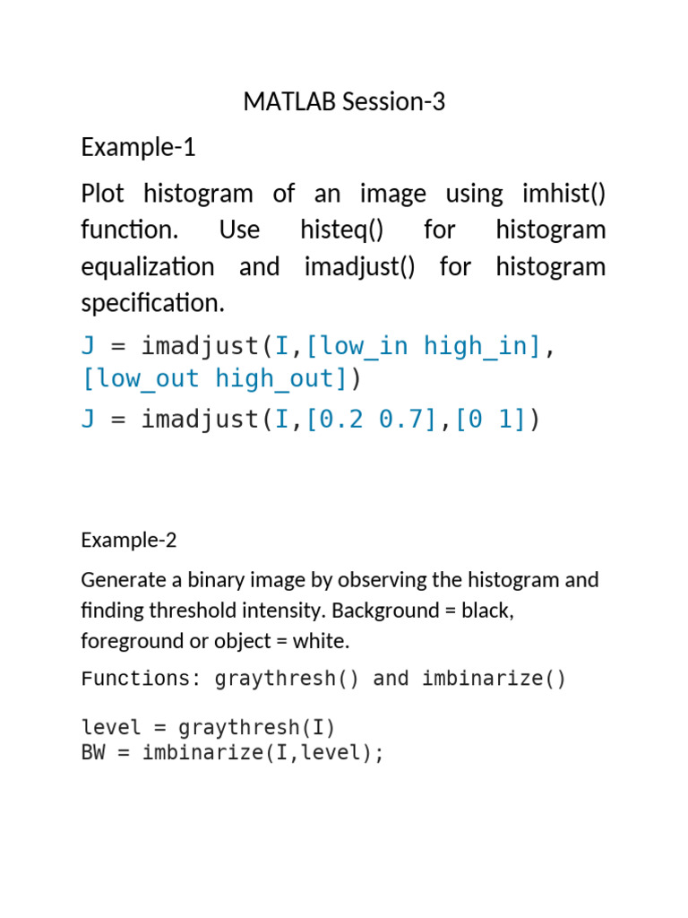 MATLAB Session-3 29 Jan | PDF
