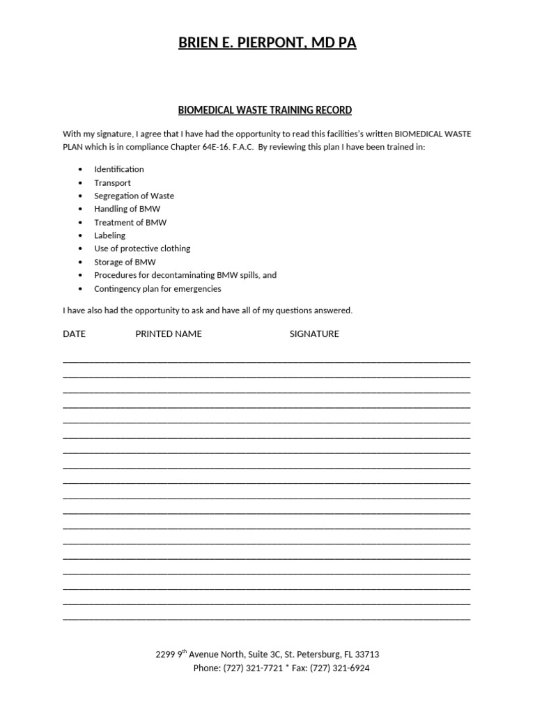 Biomedical Waste Training Log | PDF | Waste | Pollution