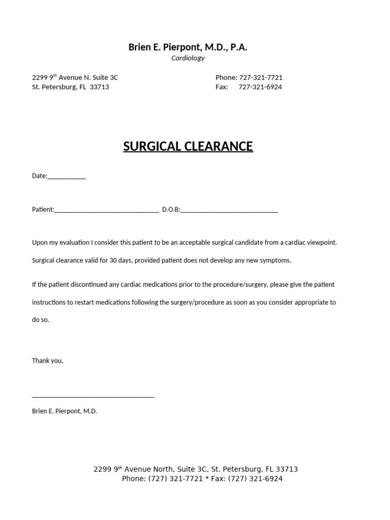 Surgical Clearance | PDF