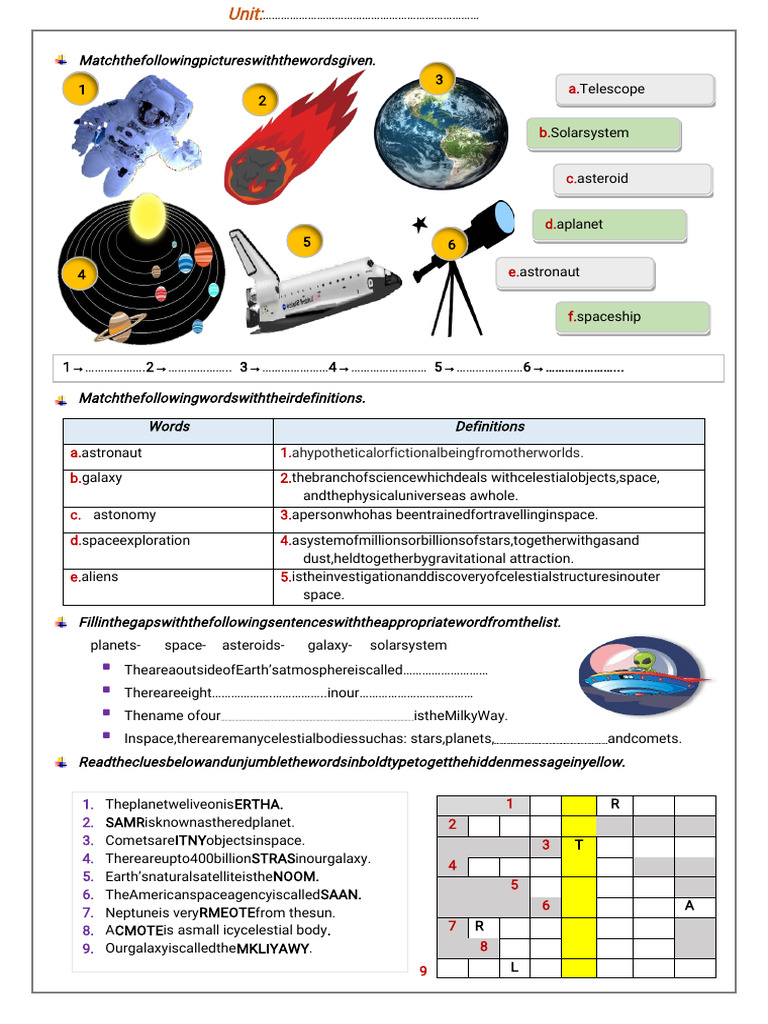 Astronomy Worksheets (1) | PDF | Astronomy | Planets