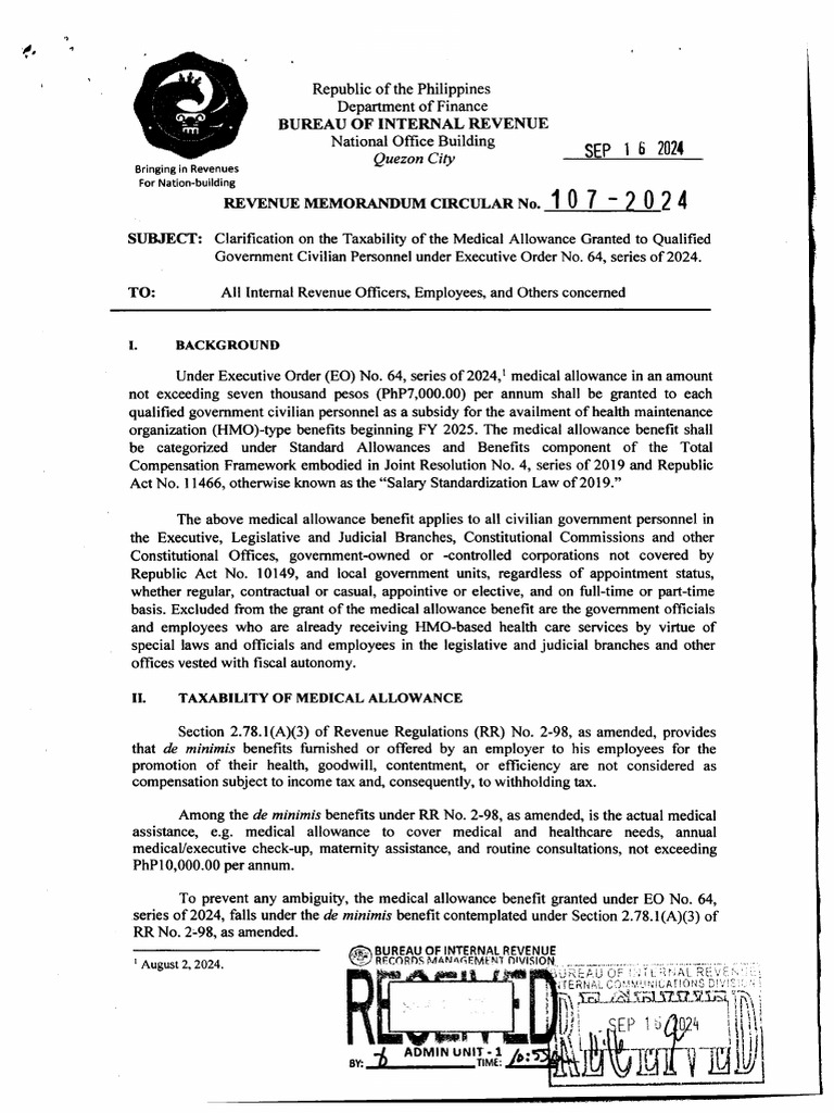 RMC No. 107-2024 | PDF