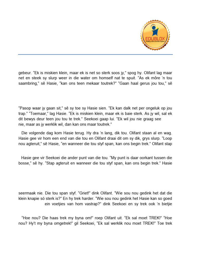 Afrikaanse Begripstoets Die Magtige Hasie | PDF