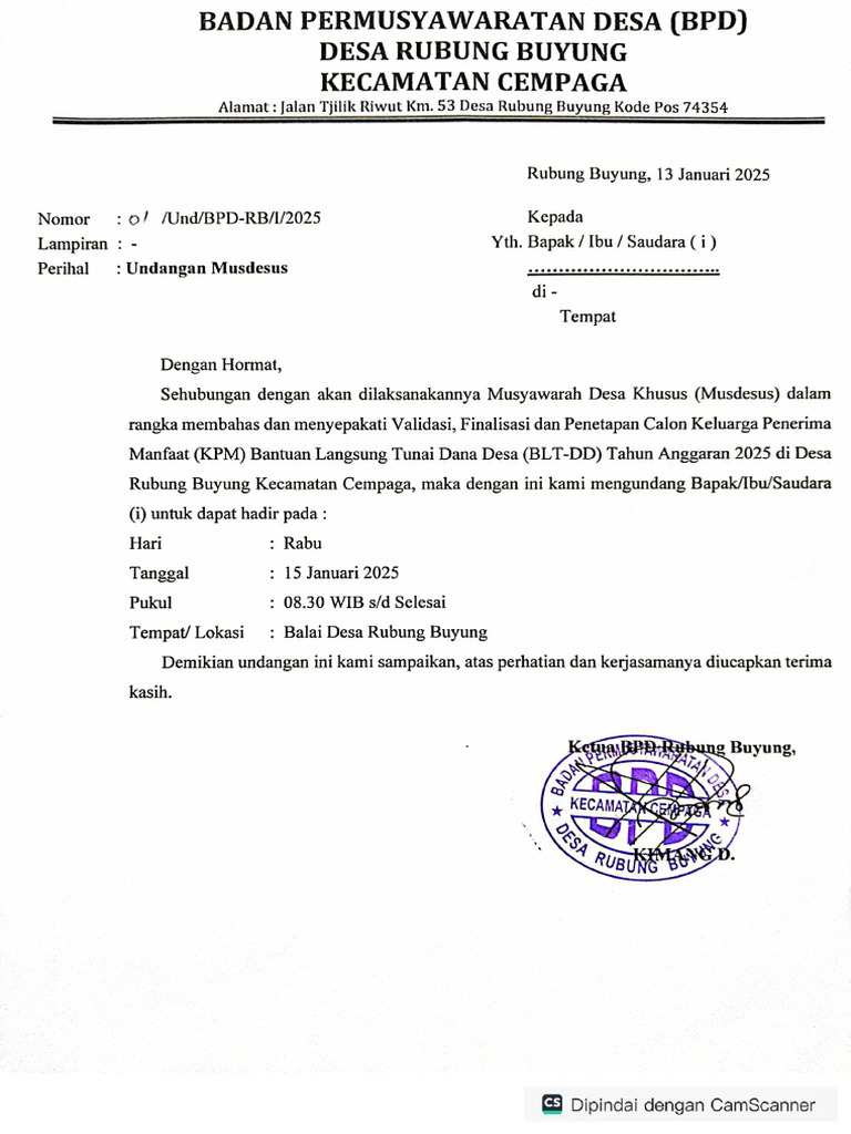 Undangan Musdes RT RW | PDF