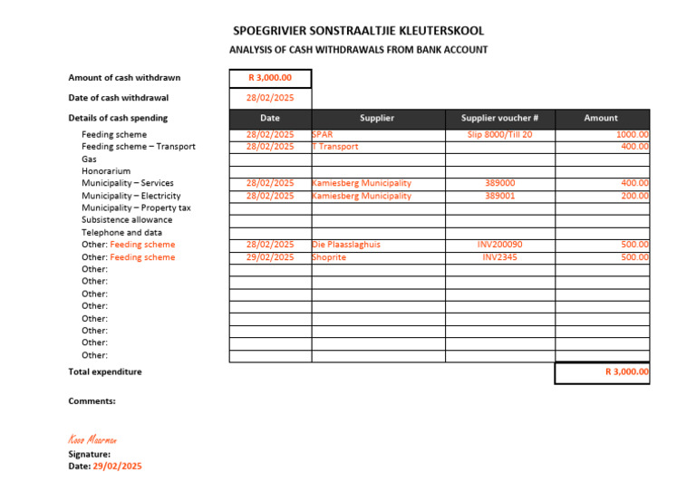 Example - Cash Withdrawal Form | PDF