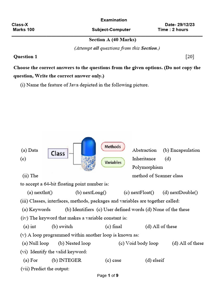 Computer Paper Class 10 Icse Pdf Method Computer Programming Class Computer Programming