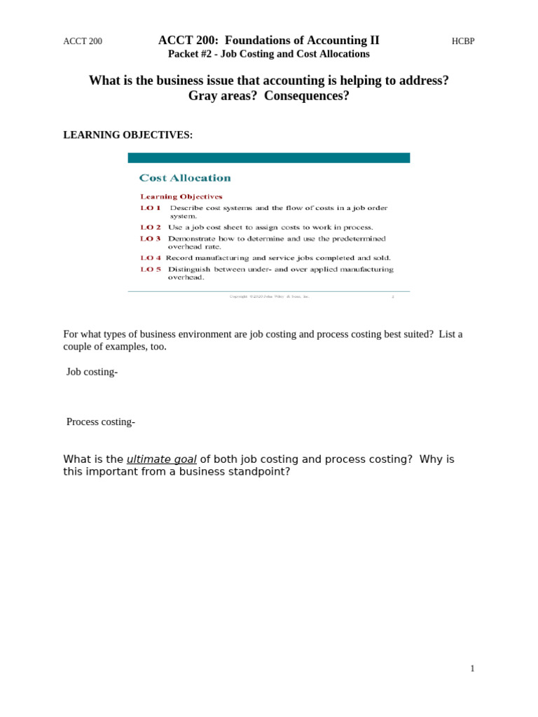 Job Costing and Cost Allocations Guide | PDF | Employment | Business