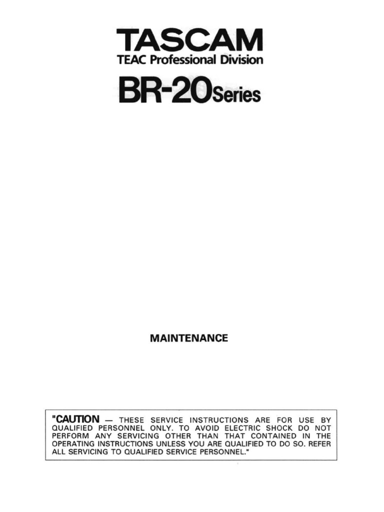 Tascam BR 20 Service Manual | PDF