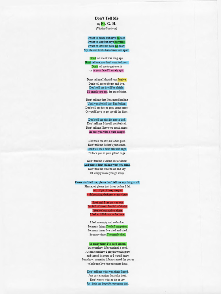 Poem - Don't Tell Me | PDF