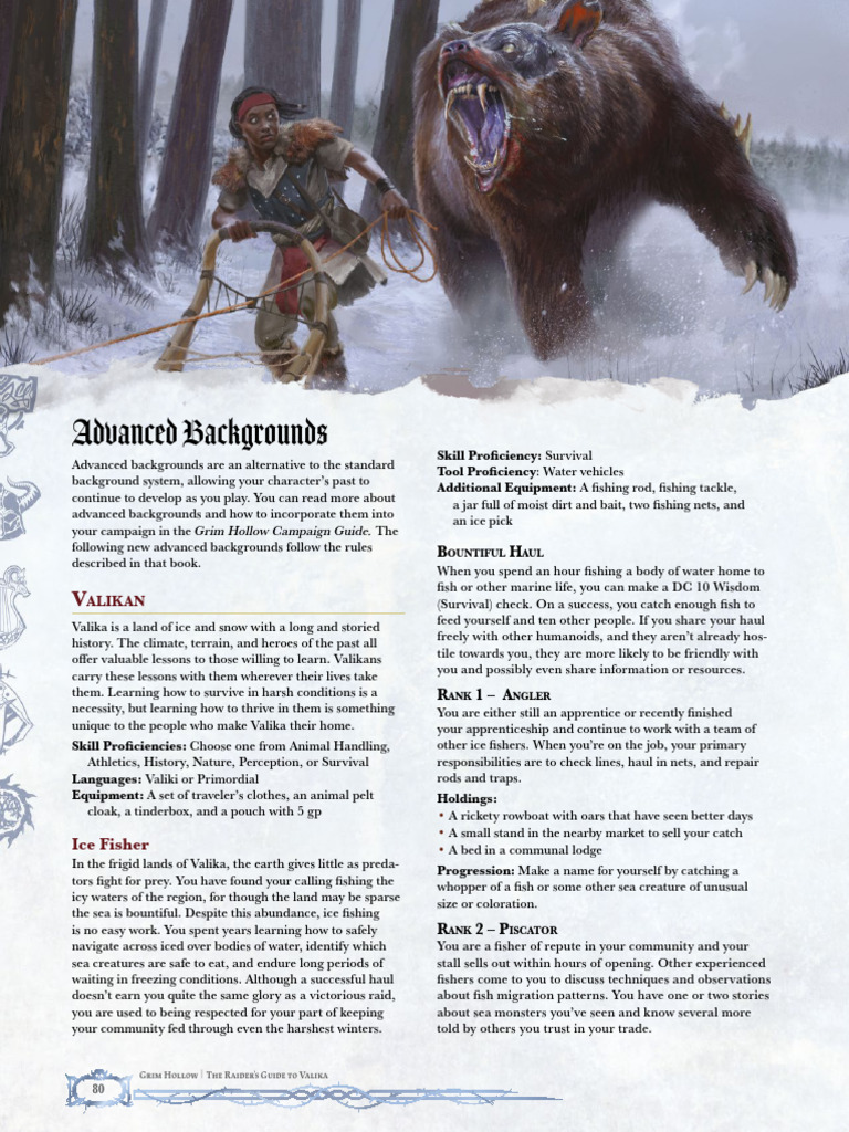 5e-Raiders-Guide-to-Valika Adv Backgrounds | PDF | Sled