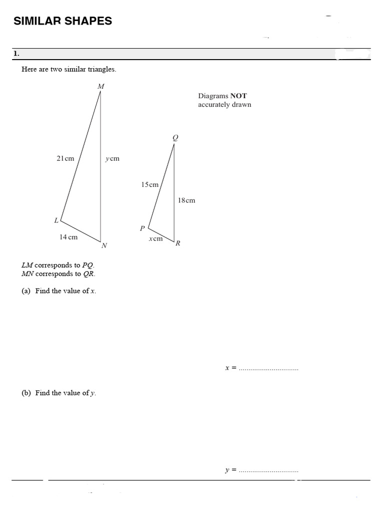 Similar Shapes and Volume Calculations | PDF | Vocational Education ...