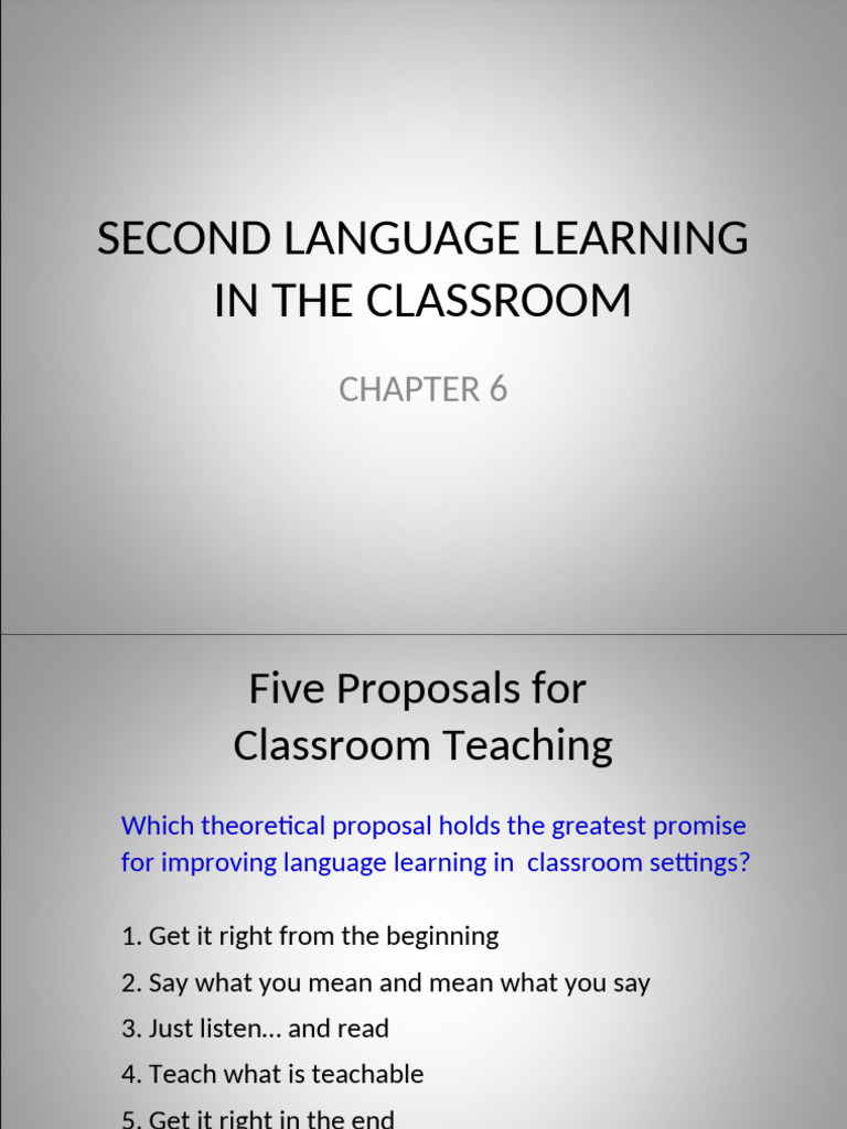 5 Proposals for Classroom Learning | PDF | Second Language Acquisition ...