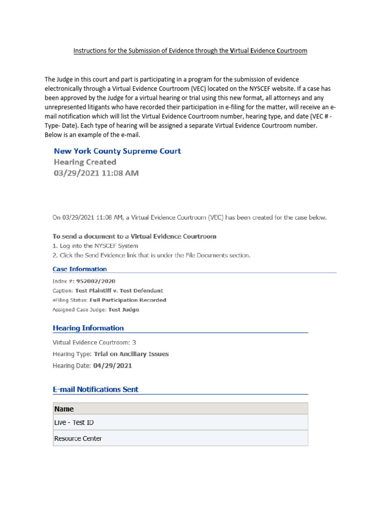 NYSCEF Evidence Submission | PDF | Courtroom | Judicial Notice