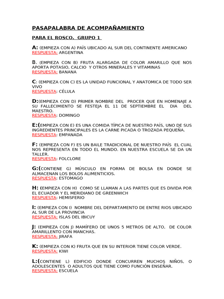 El Rosco - Pasapalabra | PDF