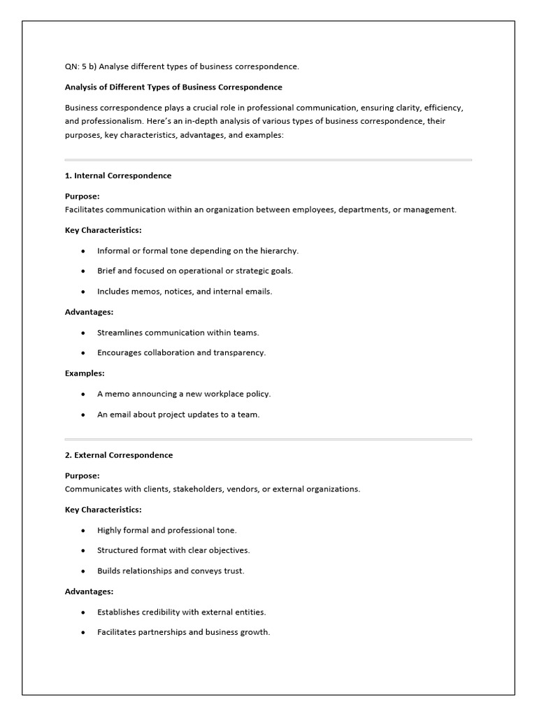 Analysis For Correspondence | PDF | Memorandum | Communication