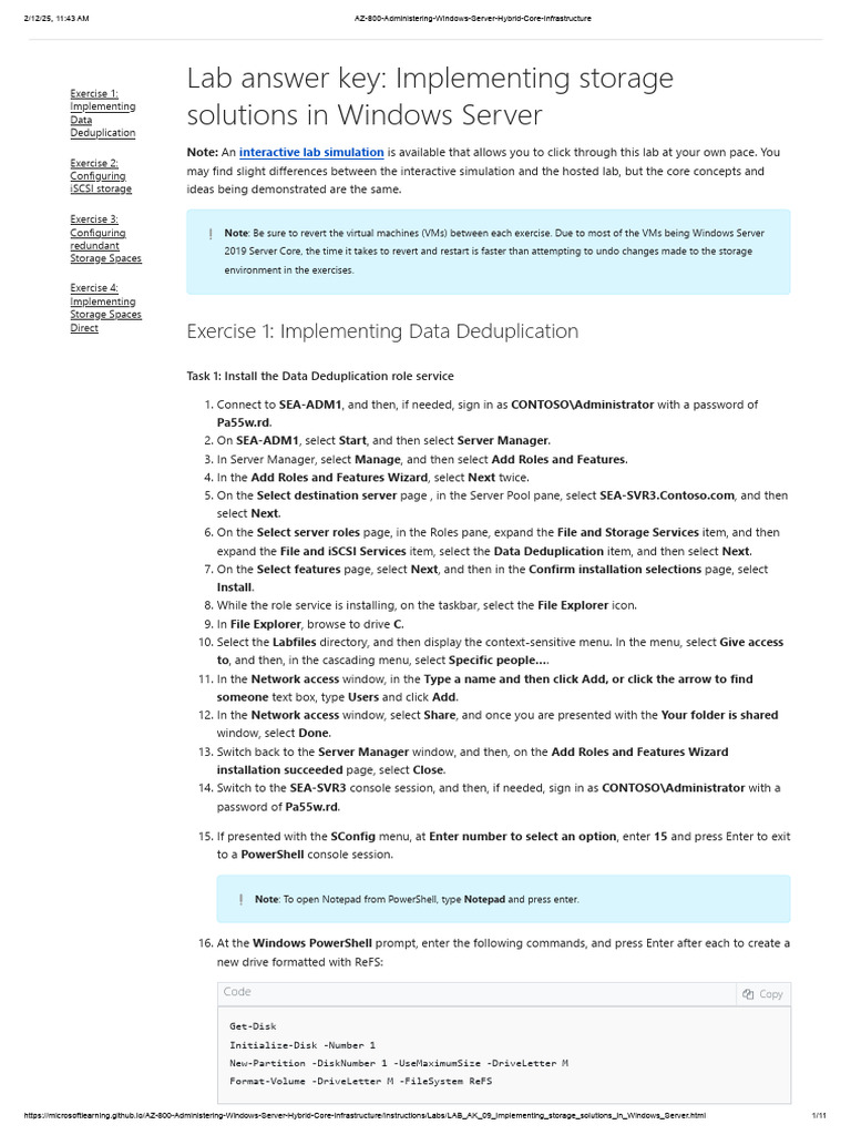 Lab Answer Key - Implementing Storage Solutions in Windows Server | PDF | Command Line Interface ...