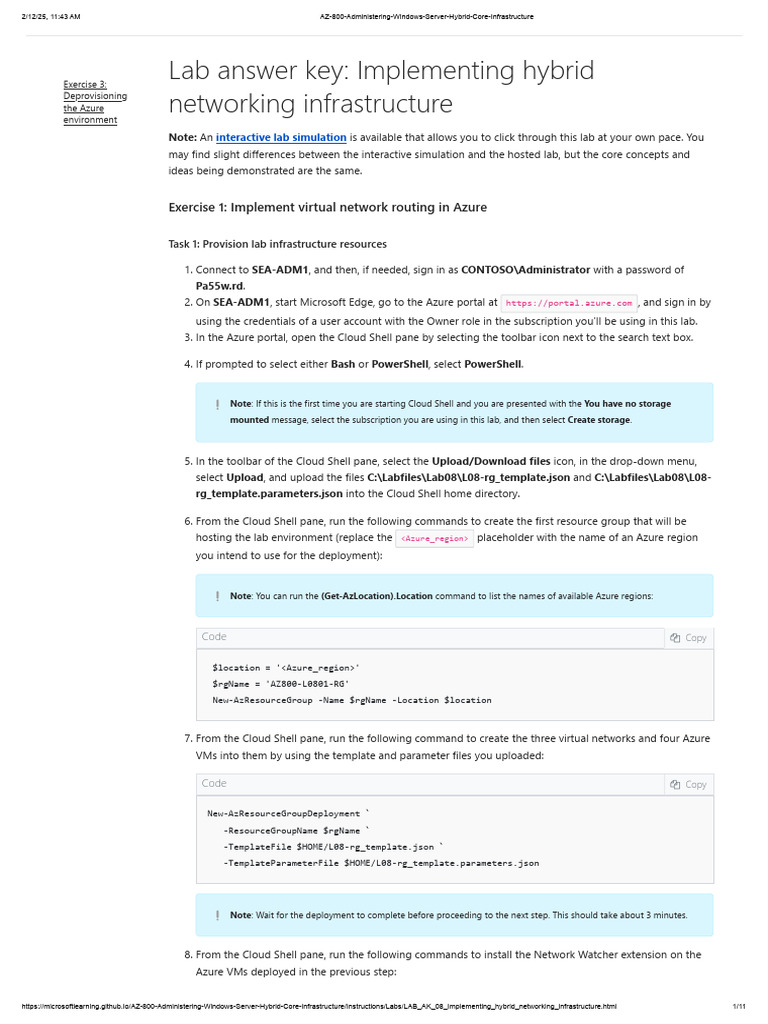Lab Answer Key - Implementing Hybrid Networking Infrastructure | PDF | Domain Name System ...