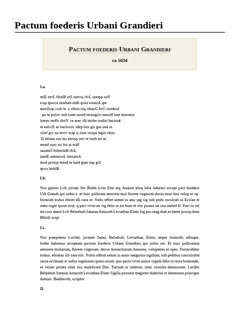 Pactum Foederis Urbani Grandieri | PDF