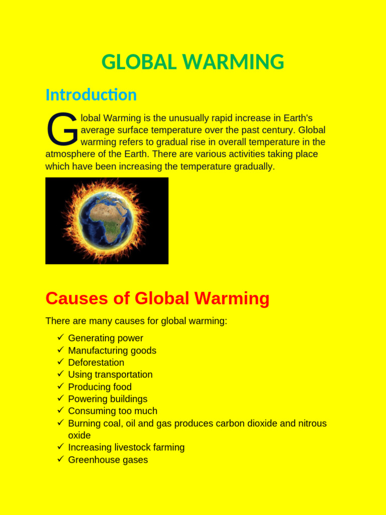 Causes and Effects of Global Warming | PDF