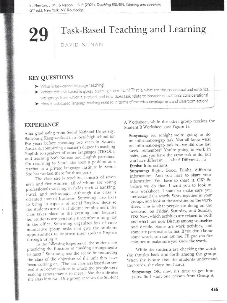 Nunan (2021) - Task-Based Teaching and Learning | PDF