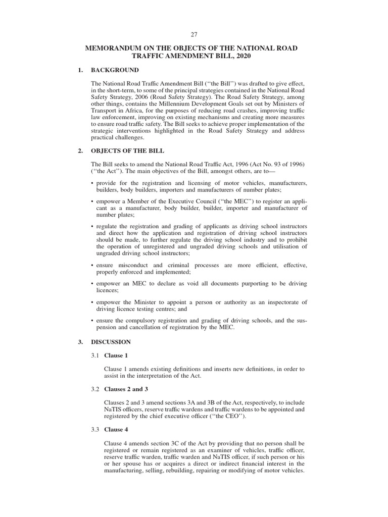 Memo-B7B-2020 National Road Traffic | PDF | Driver's License | Vehicle ...