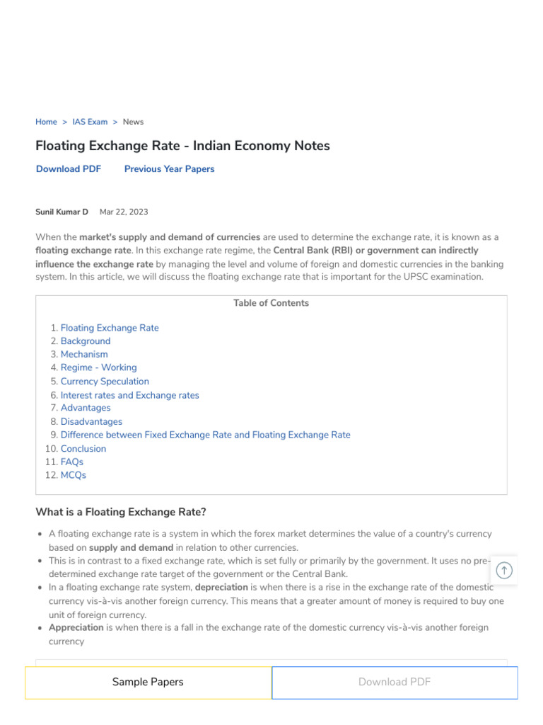 Understanding Floating Exchange Rates | PDF | Exchange Rate | Floating ...