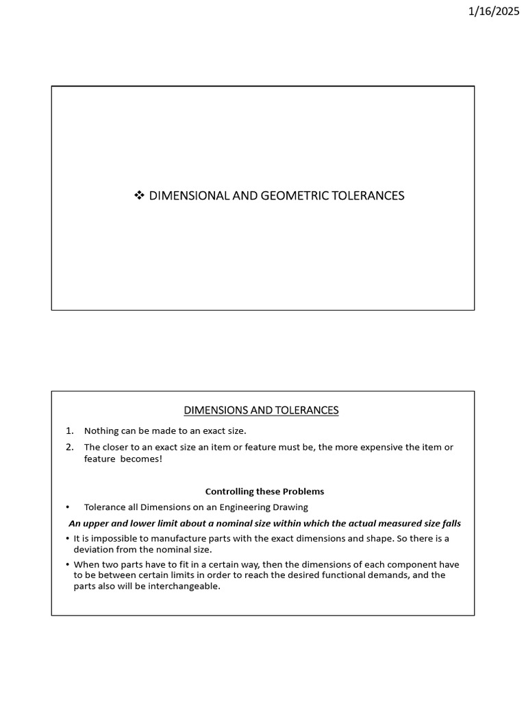 Lecture 3 Dimensional & Geometric Tolerances_070217 | PDF | Engineering Tolerance | Geometry