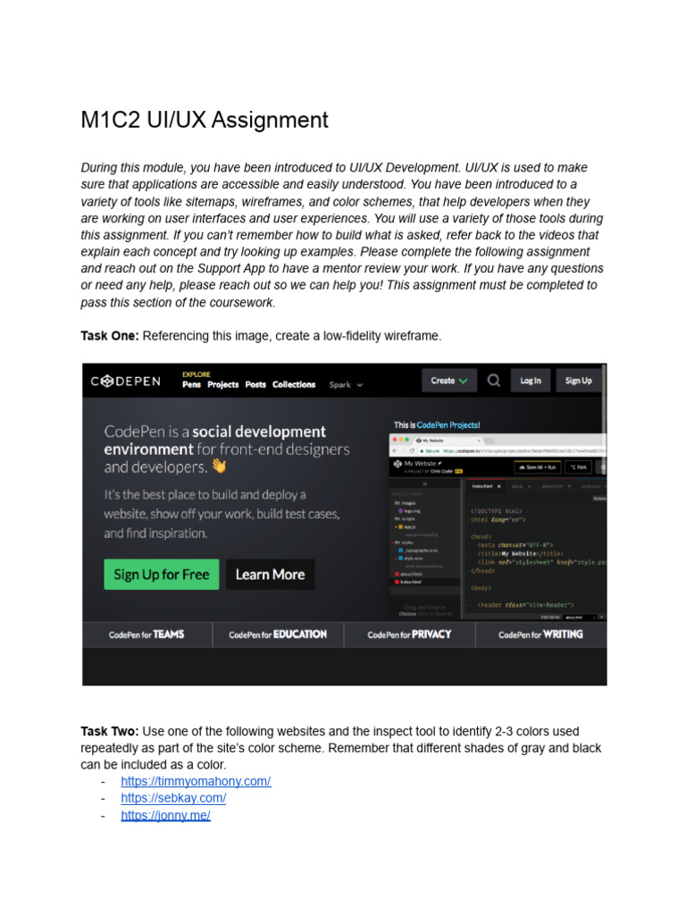 M1C2 UI - UX Assignment | PDF