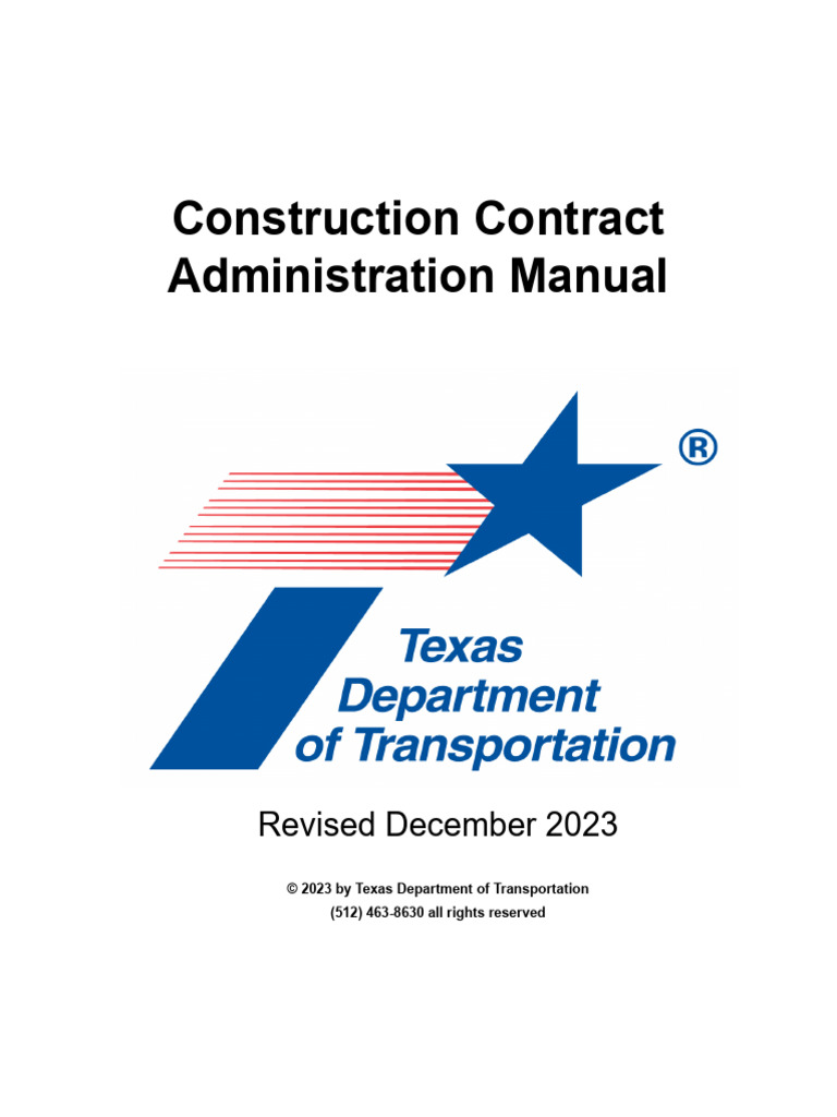 Construction Contract Administration Manual (TEXAS) | PDF | Subcontractor