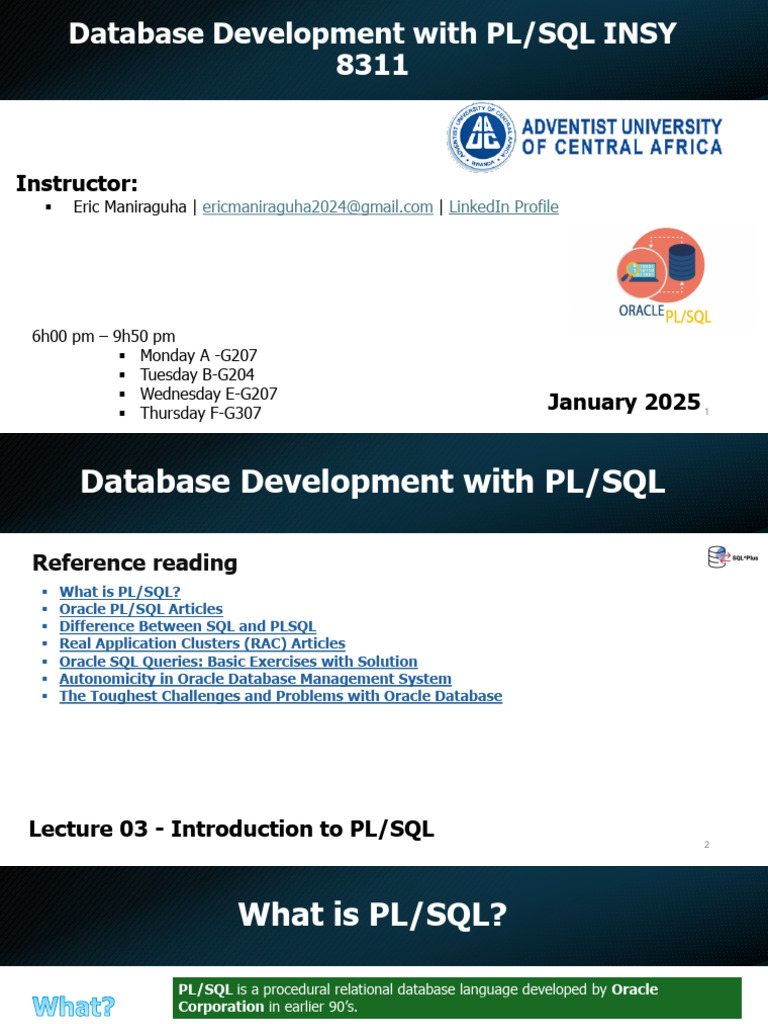 Lecture 03 1 | PDF | Pl/Sql | Sql