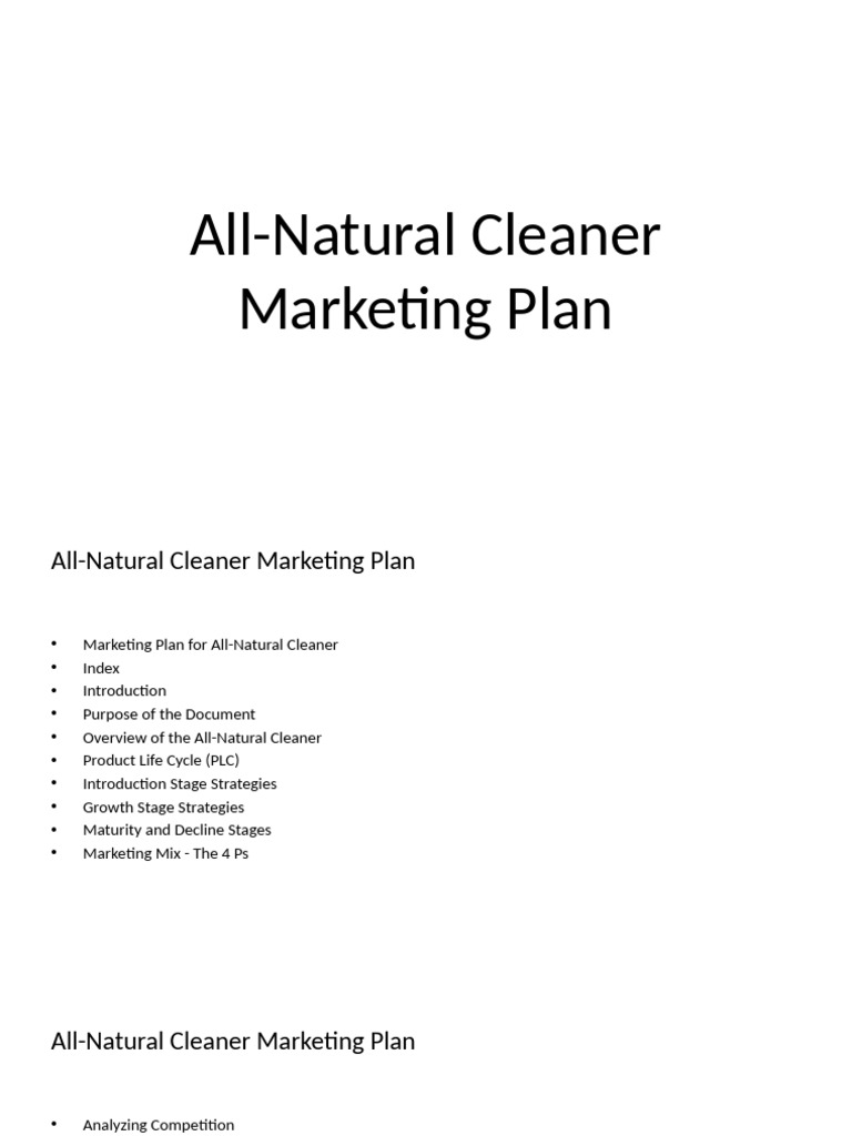 All-Natural Cleaner Marketing Plan | PDF | Marketing | Marketing Strategy