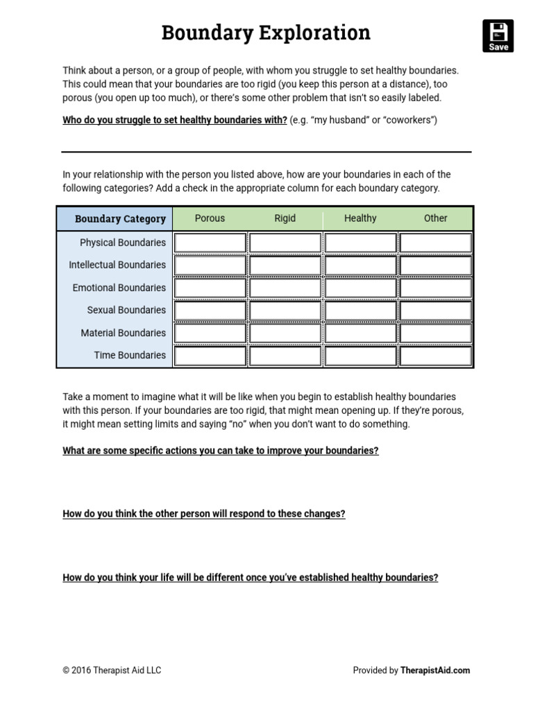 Boundaries Exploration Activity Fillable | PDF
