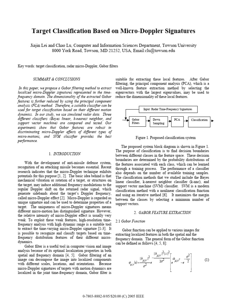 Micro-Doppler Target Classification Techniques | PDF | Support Vector ...