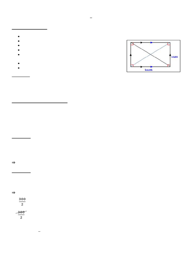 Rectangle Geometry and Calculations | PDF | Rectangle | Length