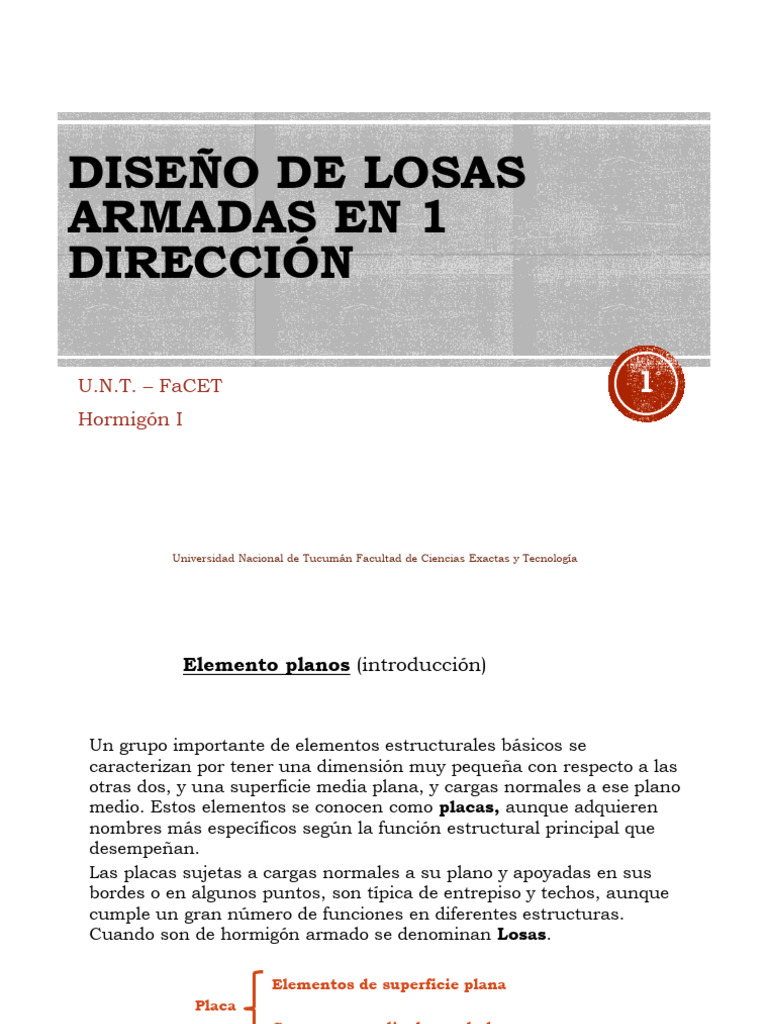 11 - Losas 1 Dirección | PDF | Doblar | Viga (Estructura)