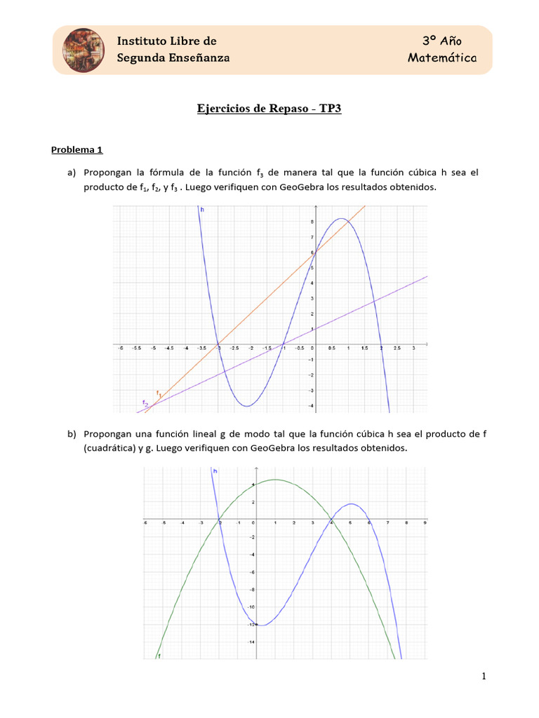 Tercero. TP3 - Ejercicios de Repaso. 2024 | PDF | Función (Matemáticas) | Matemática Elemental